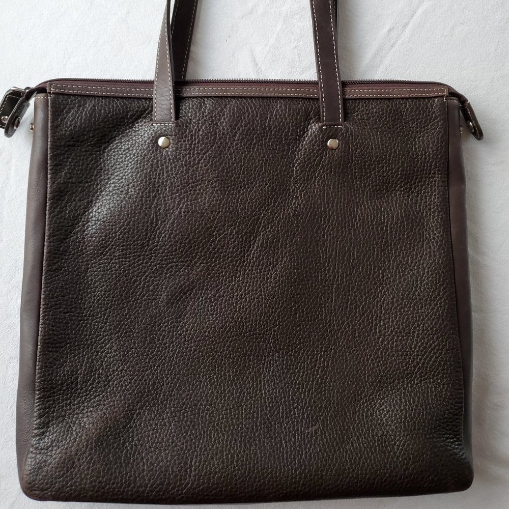 Levenger Shoulder Tote Bag Pebble Leather Espresso - Gem